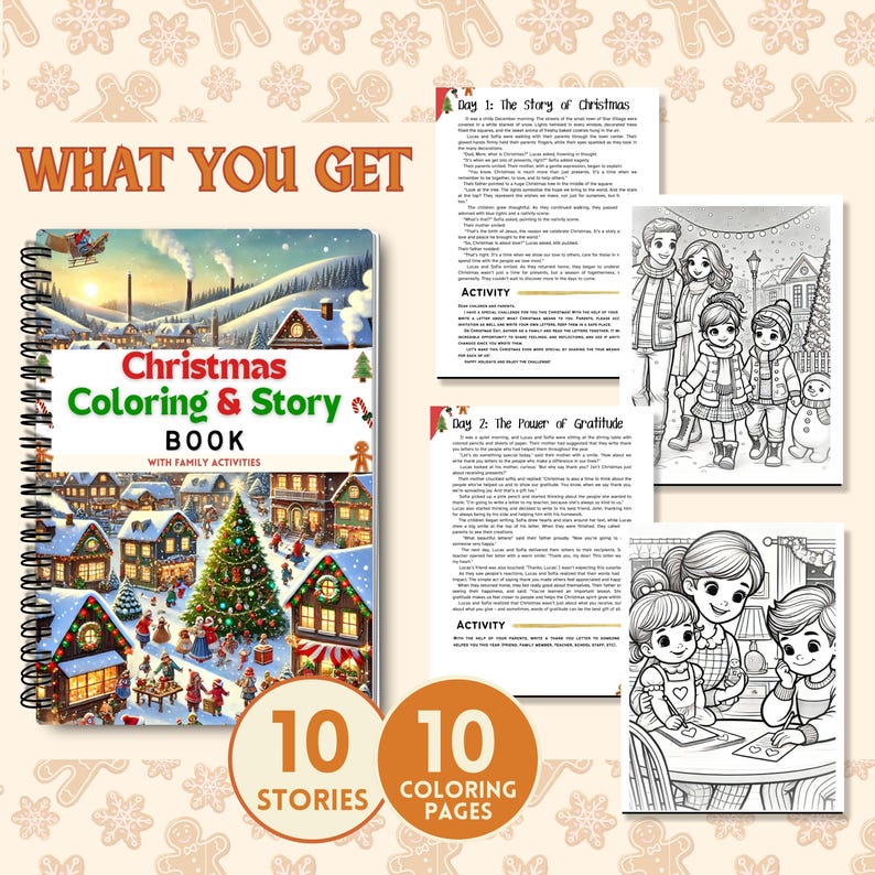 Christmas Stories and Coloring Book: Festive Kids Activities (digital ...