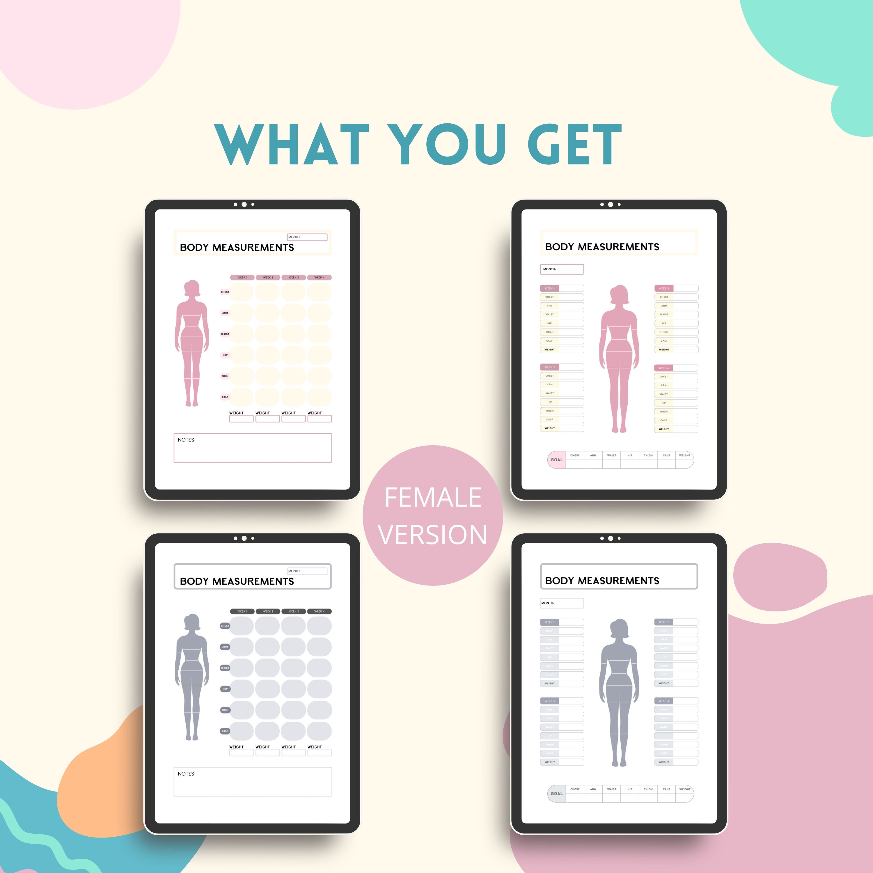 Body Measurements | Digital Template | Editable and Printable | Female ...