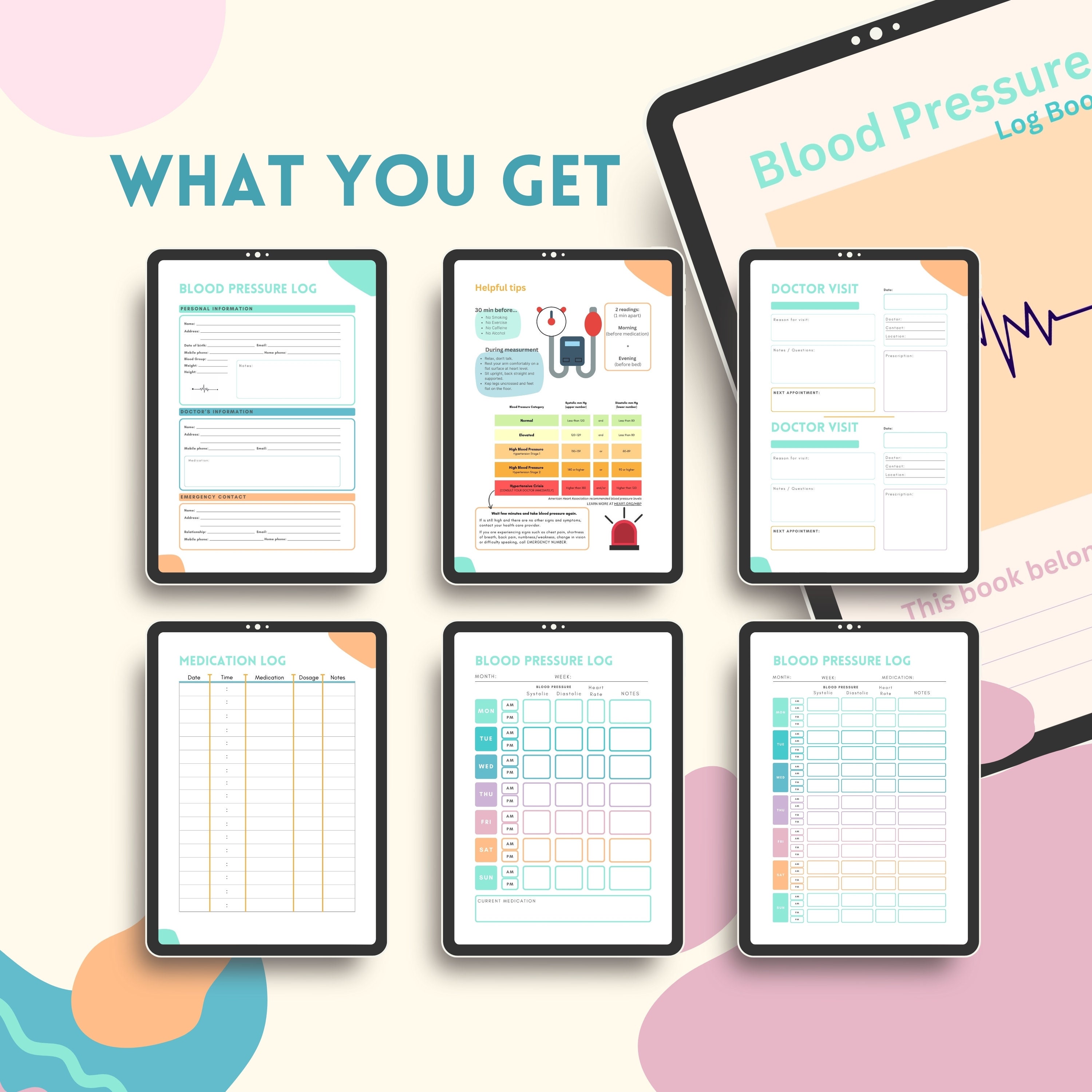 Blood Pressure Log Book | Editable and Printable | Health Journal ...