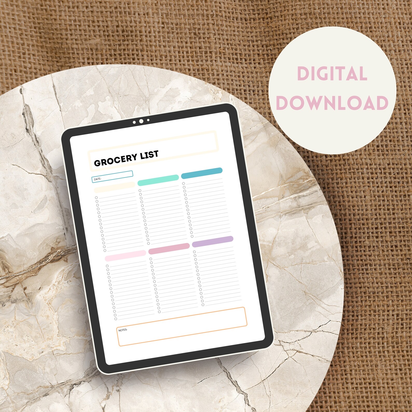 Grocery List & Kitchen Inventory: Printable Digital Template (3 Sizes ...