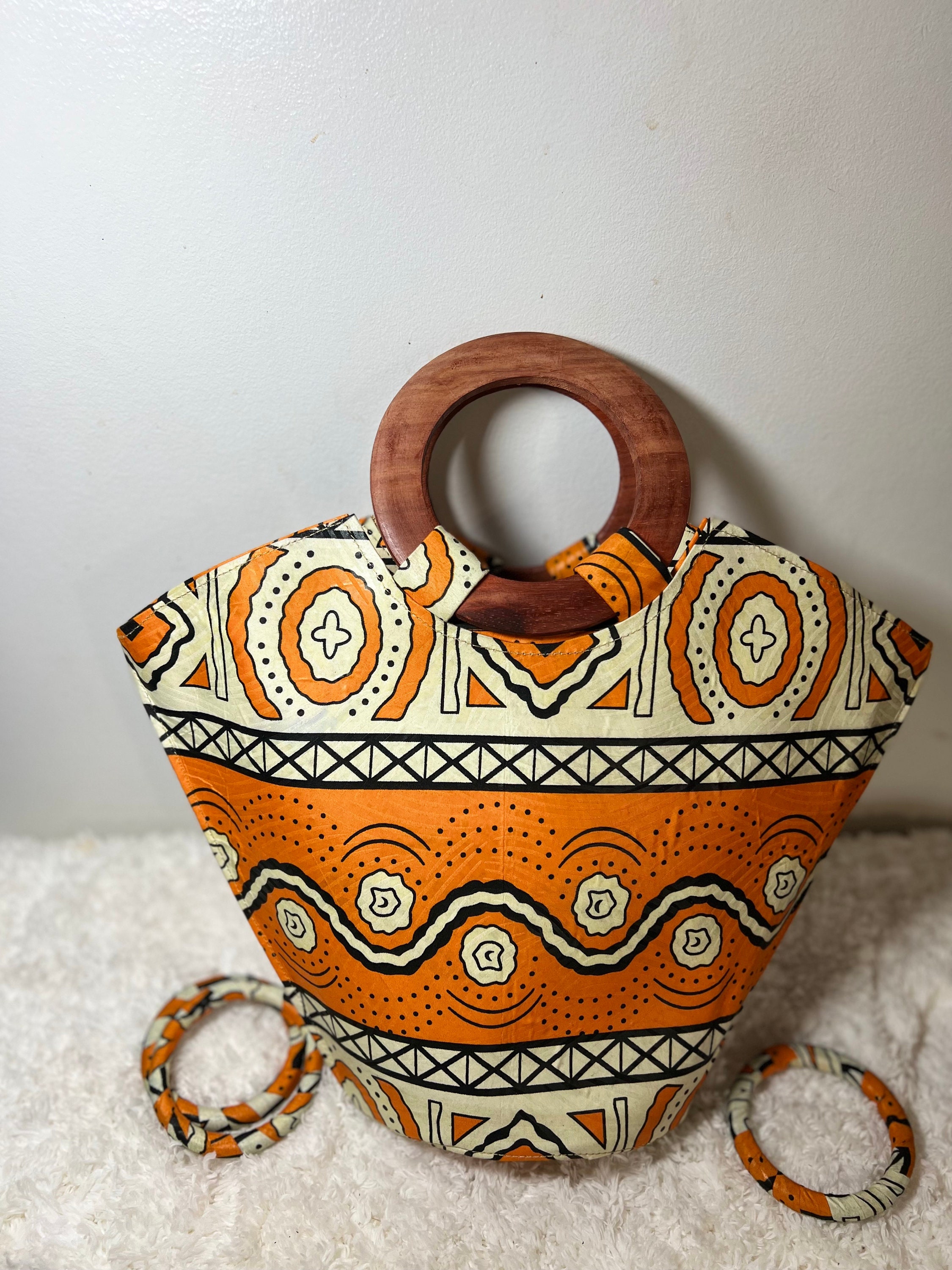 Large African Print Tote Bag With Bracelets - Etsy