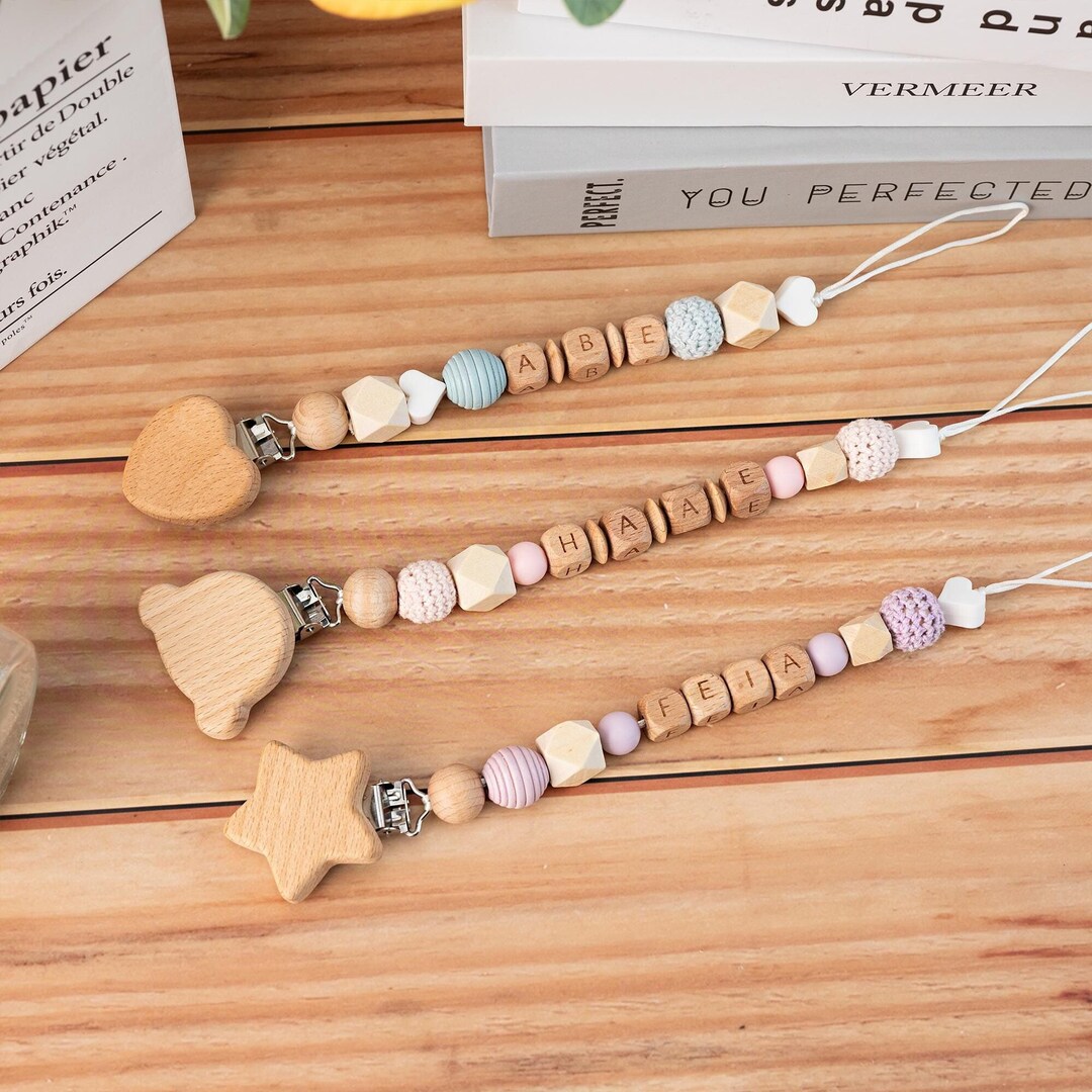 Personalised Pacifier Clip, Custom Soother Clip, Baby Shower Gift, Baby ...