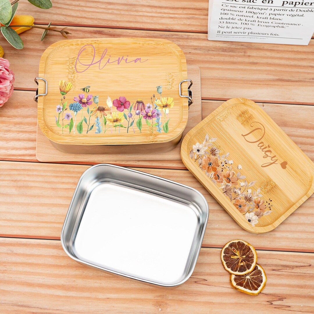 Personalised Flower Lunch Box for Children, Back to School Gift, Kids ...