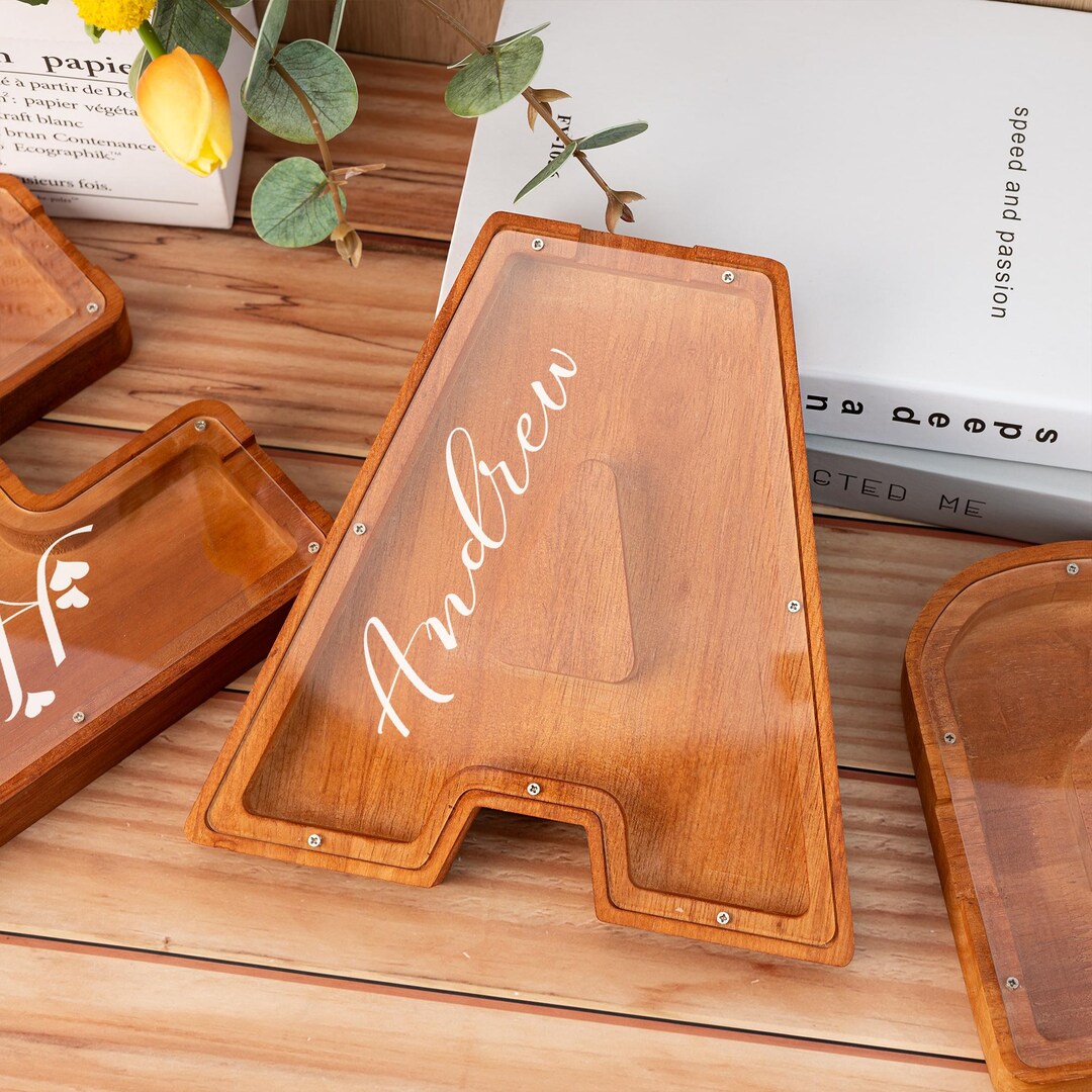 Custom Name Coin Bank,personalized Wooden Letter Piggy Bank,alphabet ...
