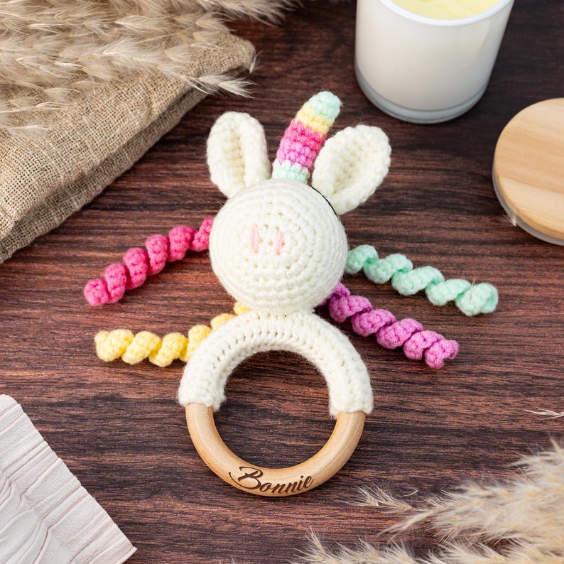 Personalized Animal Crochet Rattle,crochet Baby Rattle Toy,baby Shower ...