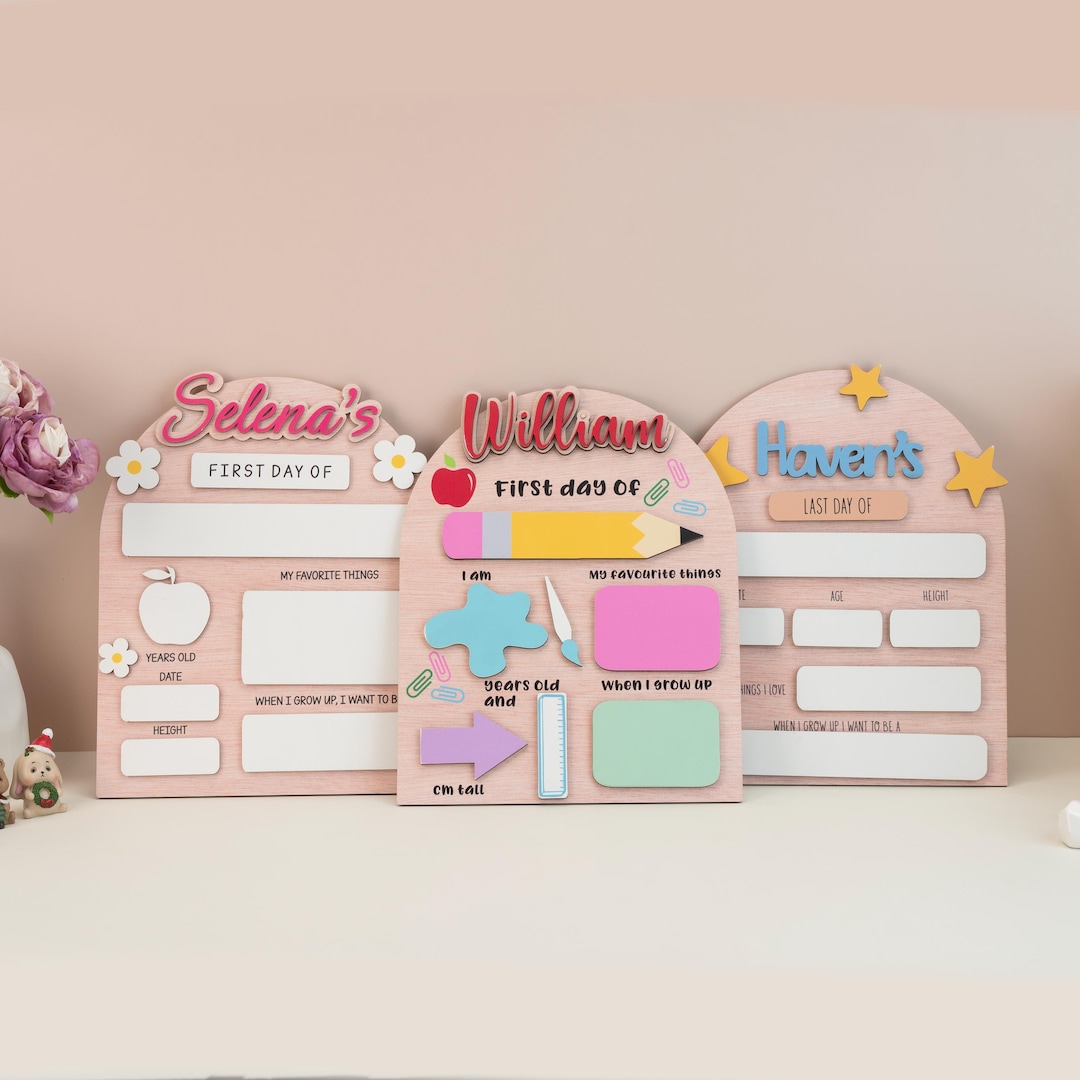 Personalised First Day of School Sign, Kindergarten First Day of School ...