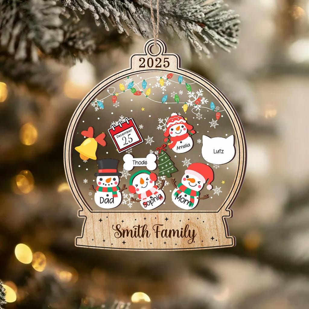 Personalised Snowman Family Christmas Ornament,4d Family Shaker ...