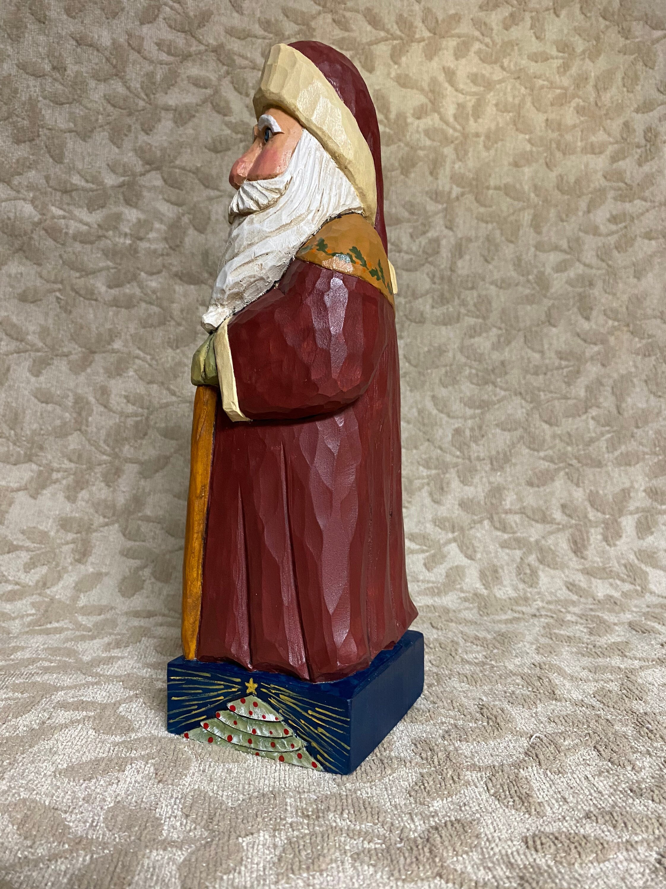 Carved Santa in a Red Robe Leaning on His Cane 12” - Etsy