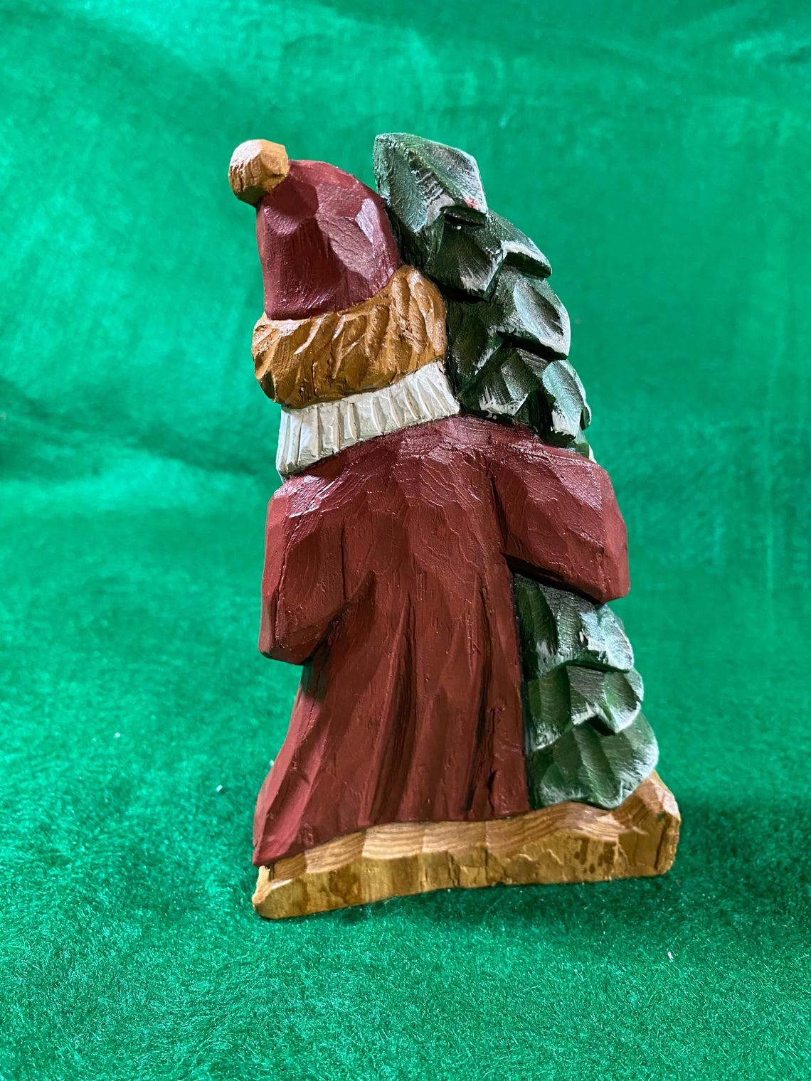 Carved Cottonwood Bark Santa Lugging His Tree Through the Woods 5.75 - Etsy
