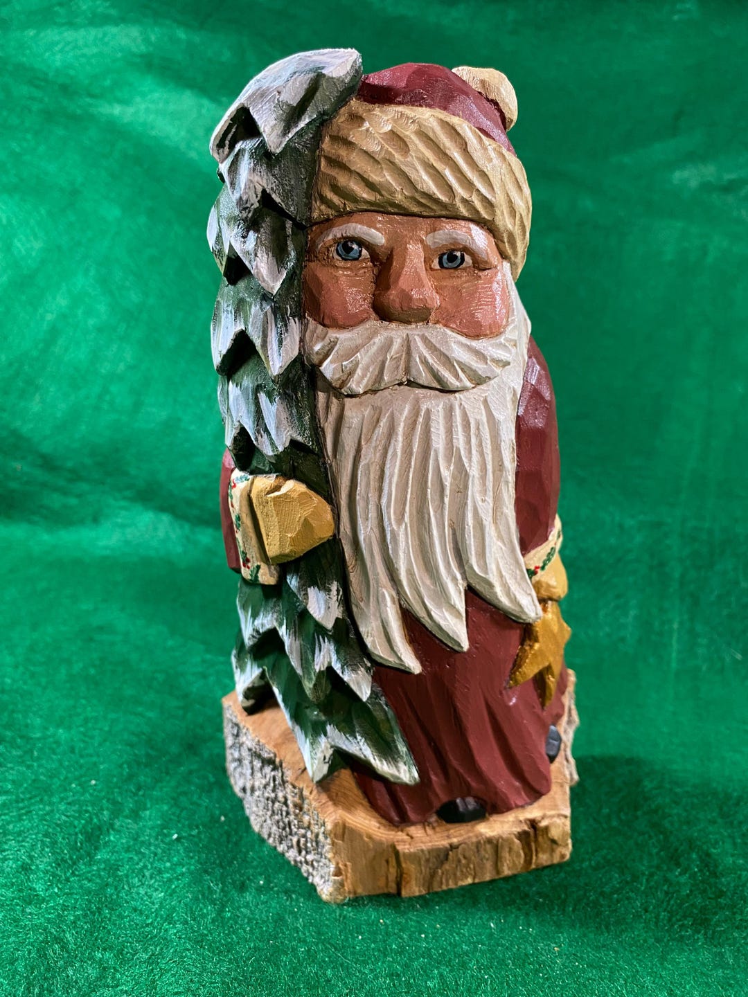 Carved Santa With Star Carved From Cottonwood Bark 8 - Etsy