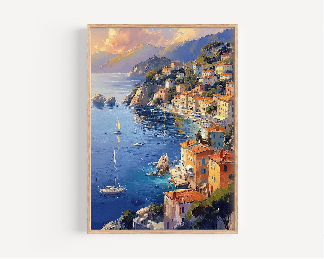 Villefranche-sur-mer Oil Painting, France D'azur Region Europe Seaside ...