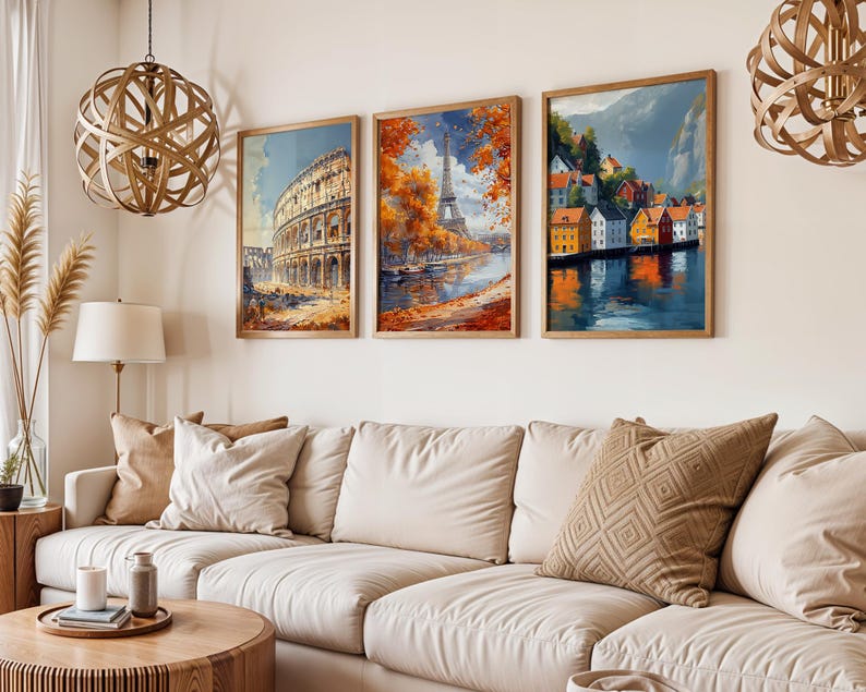 Bergen Norway Oil Painting, Norwegian Fjord Poster Print or Canvas ...