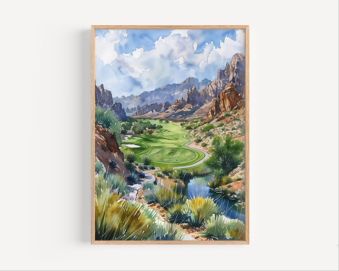 Arizona Golf Course Watercolor Painting, Sedona Golf Poster Print or ...