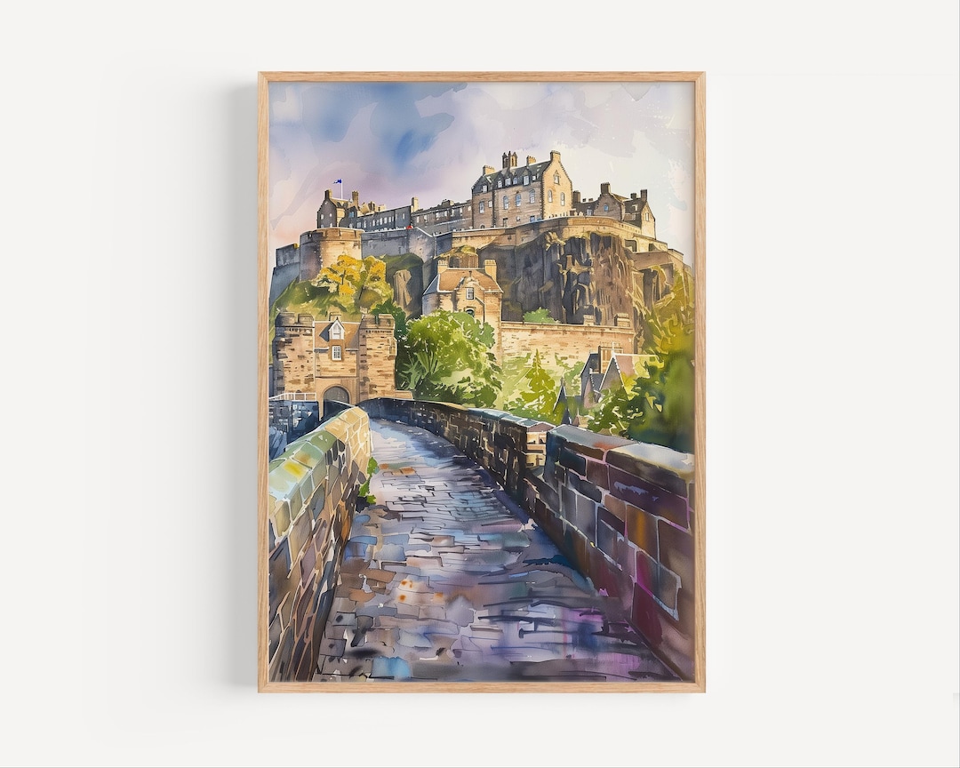 Edinburgh Castle Watercolor Painting, Scotland Poster Print or Canvas ...
