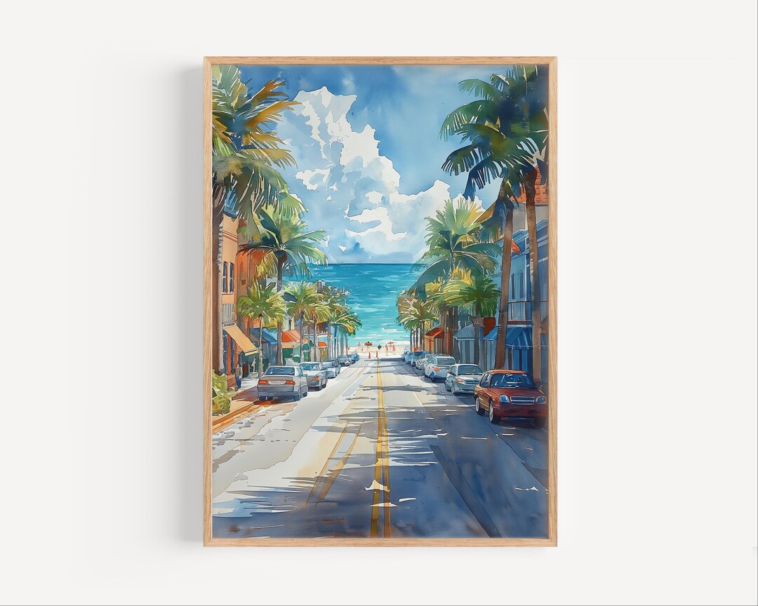 Key West Florida Watercolor Painting, Florida Keys Seaside Travel ...