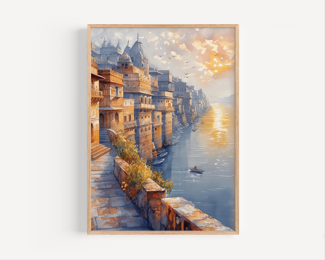 Ganges River India Watercolor Painting, Ganges River Poster or Canvas ...
