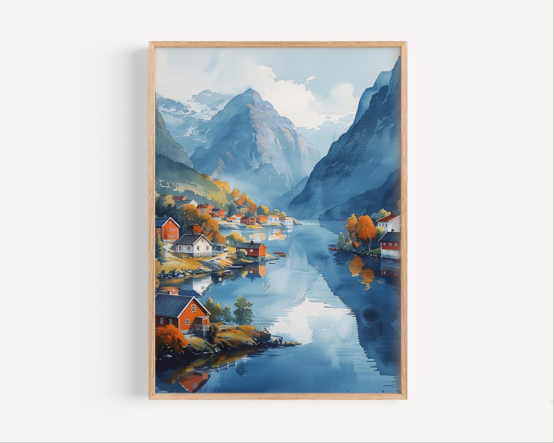 Fjords in Norway Oil Painting, Norwegian Poster Print or Canvas ...