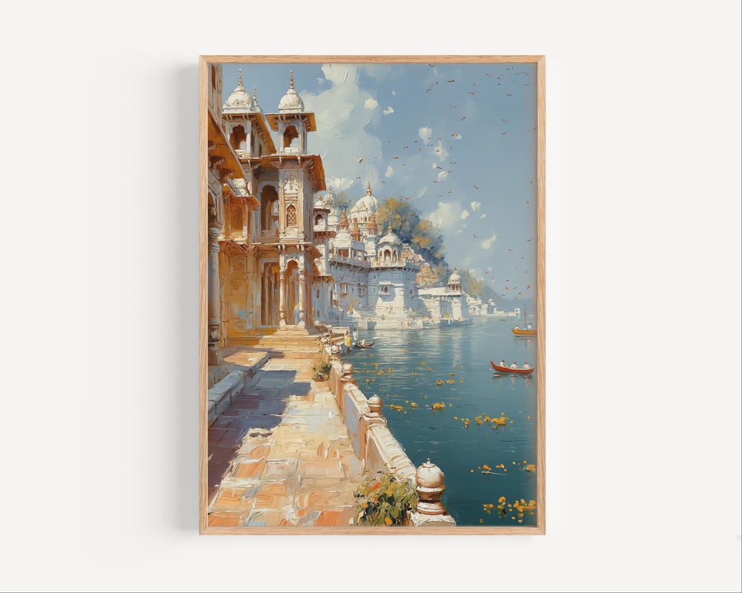 Ganges River India Oil Painting, Ganges River Poster or Canvas Print ...