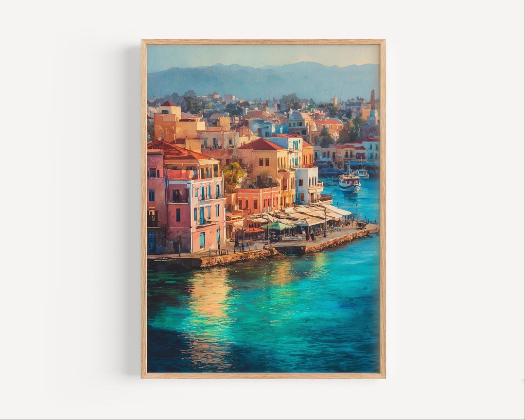 Chania Watercolor Painting, Chania Poster or Canvas Print, Chania Crete ...