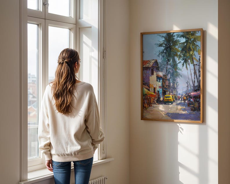 Serekunda Gambia Oil Painting Print, West Africa Poster or Canvas Print ...