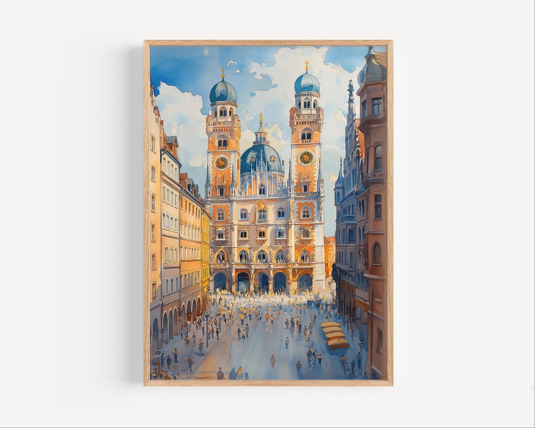 Munich Germany Watercolor Painting, München Bavaria German Architecture ...