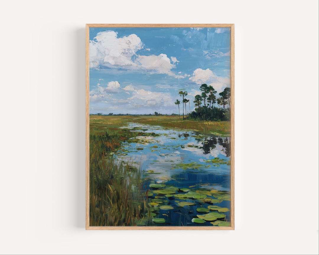Florida Bayou Impressionist Oil Painting, Florida Marsh Wall Art Poster ...