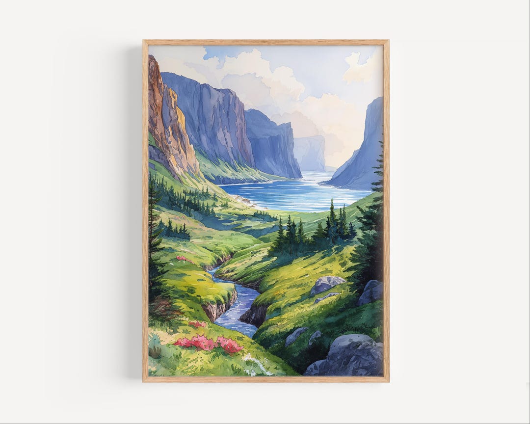 Gros Morne National Park Watercolor Painting, Gros Morne Newfoundland ...
