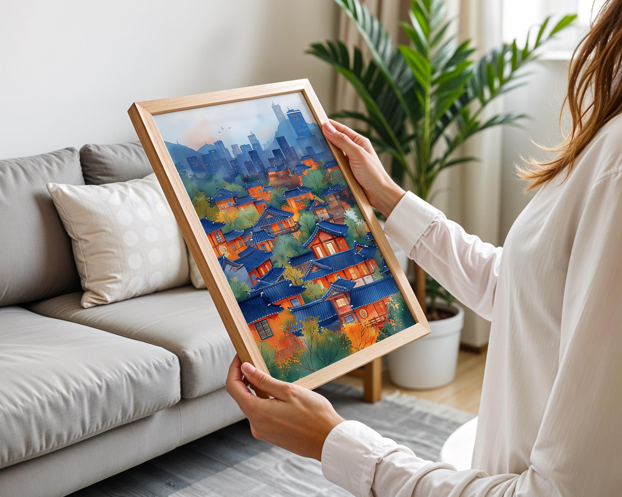 Seoul South Korea Watercolor Painting, Korean Capital City and ...