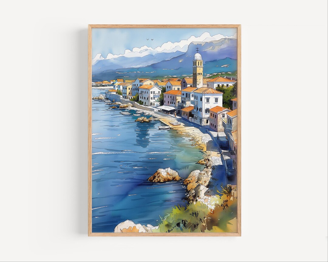 Umag Croatia Watercolor Painting, Umag Travel Poster or Canvas Print ...