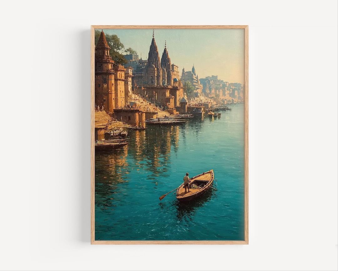 Ganges River Oil Painting, Ganges River Poster or Canvas Print, Ganges ...