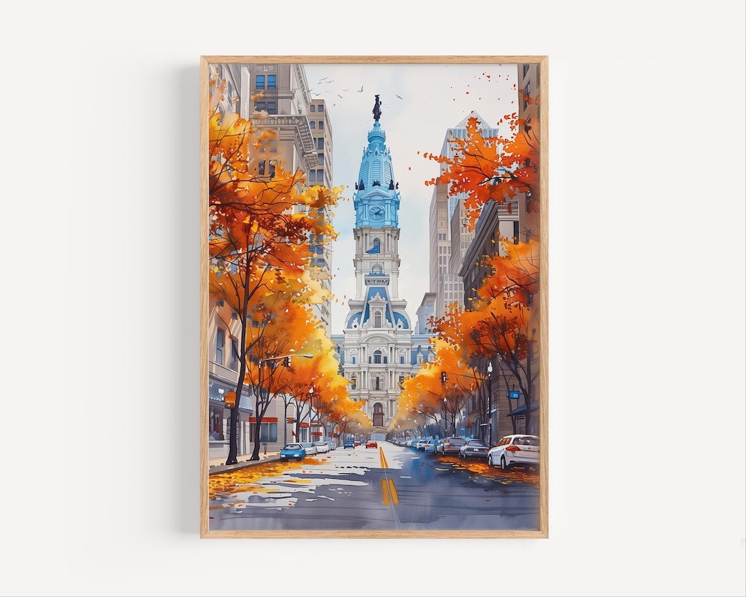 Philadelphia Watercolor Painting Philadelphia City Hall Philly Travel ...
