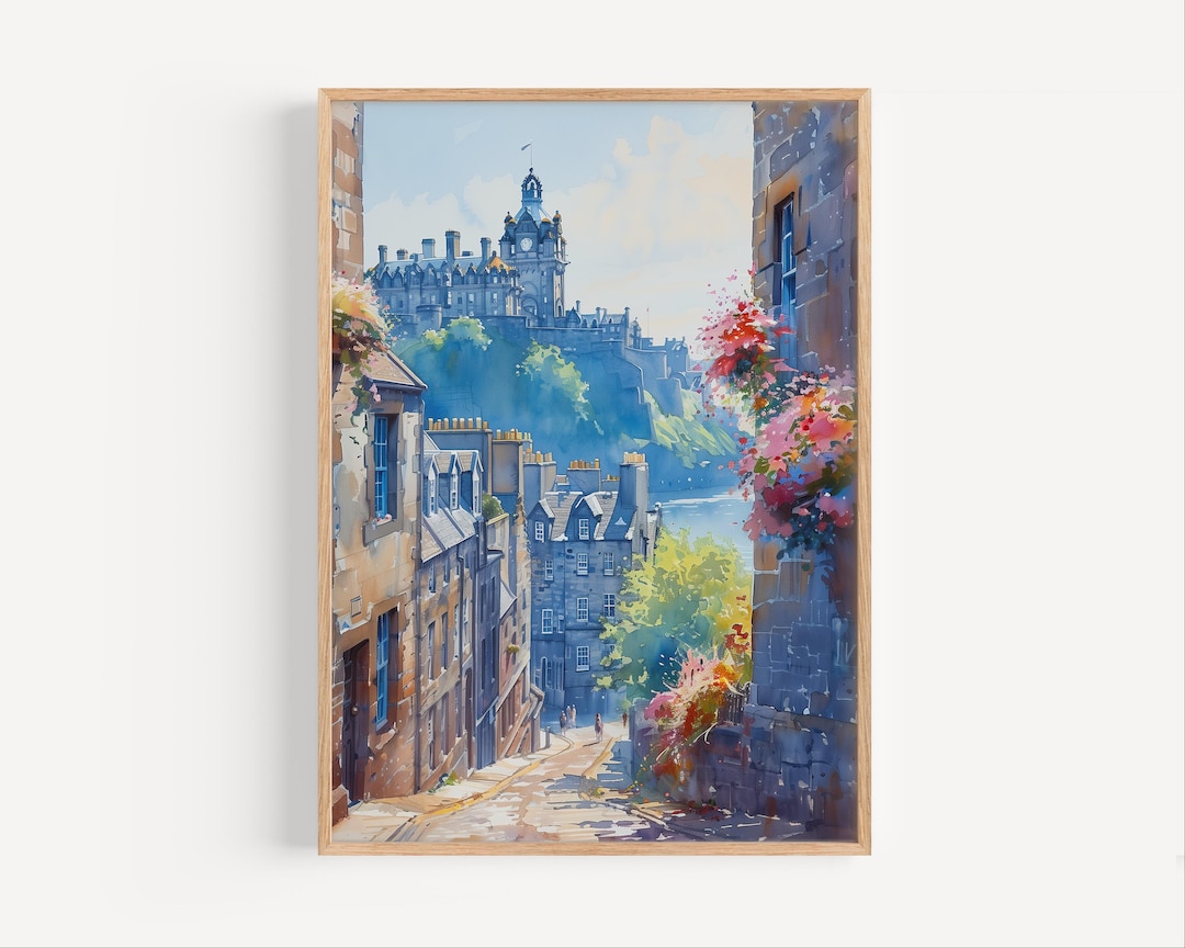 Edinburgh Scotland Watercolor Painting, Wall Art Poster Print or Canvas ...