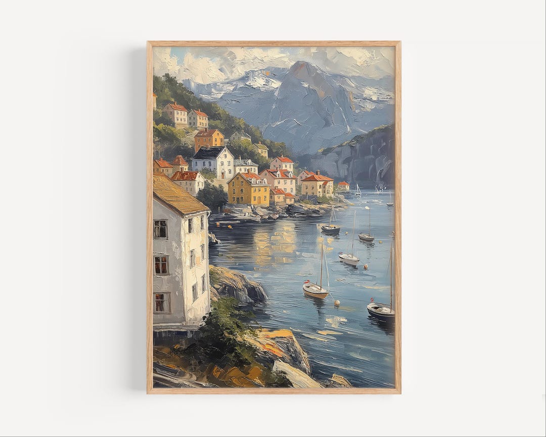 Stavanger Norway Fjord Oil Painting, Stavanger Poster or Canvas Print ...