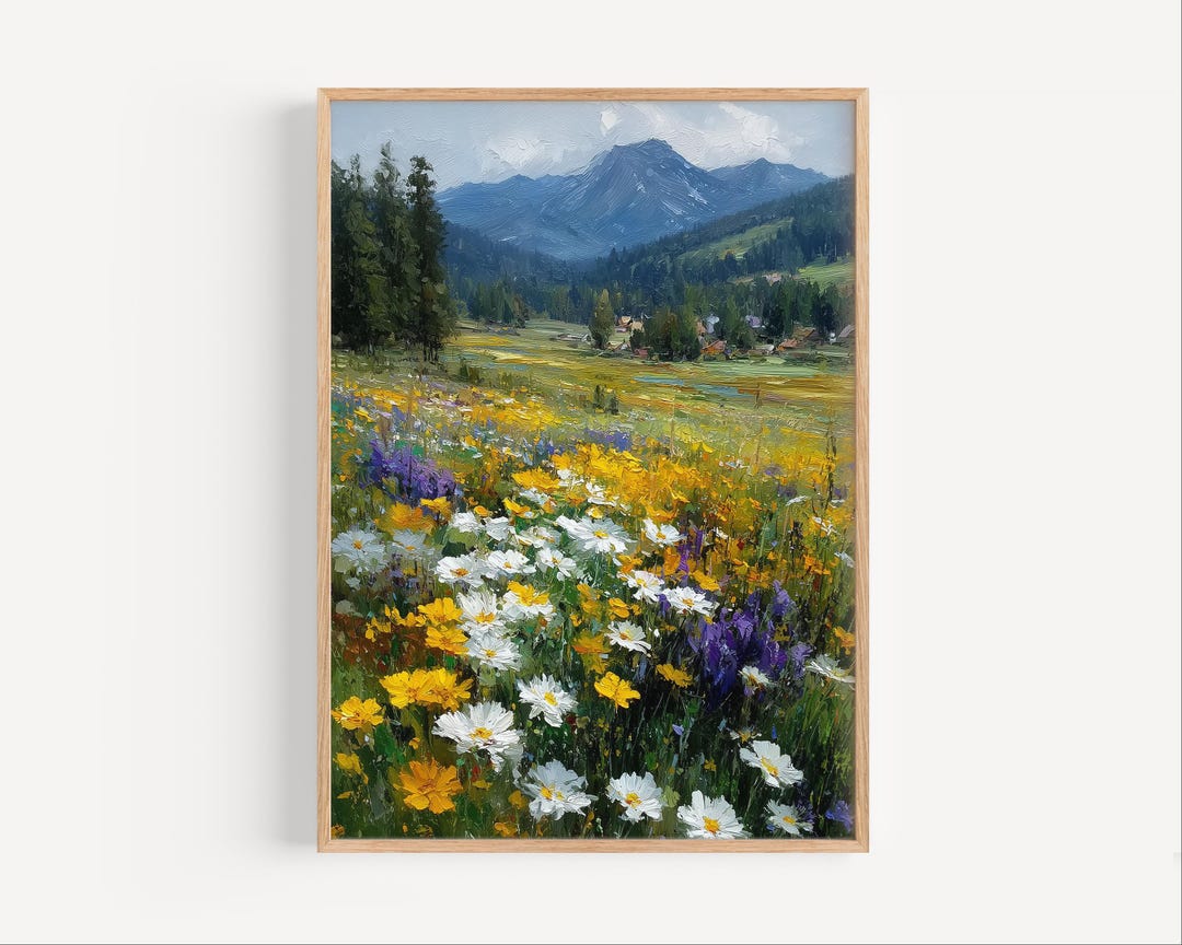 Wildflowers in the Bavarian Alps Oil Painting Print, Southern Germany ...