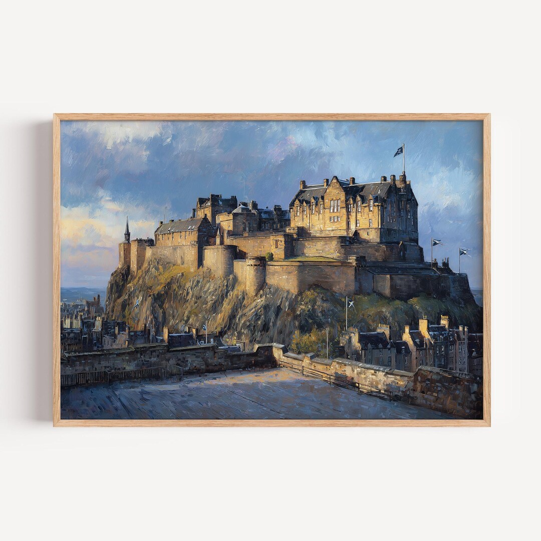 Edinburgh Castle Landscape Oil Painting Print, Scotland Poster or ...
