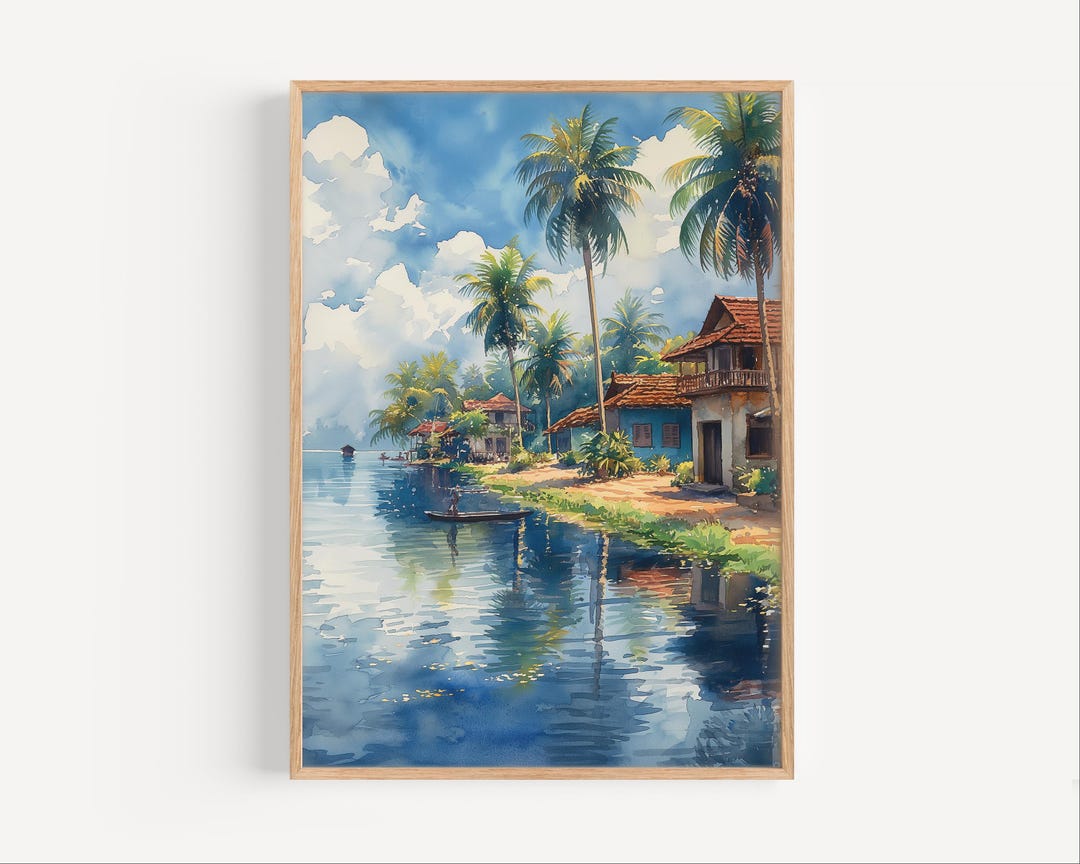 Kerala India Backwaters Watercolor Painting, Kerala Poster or Canvas ...