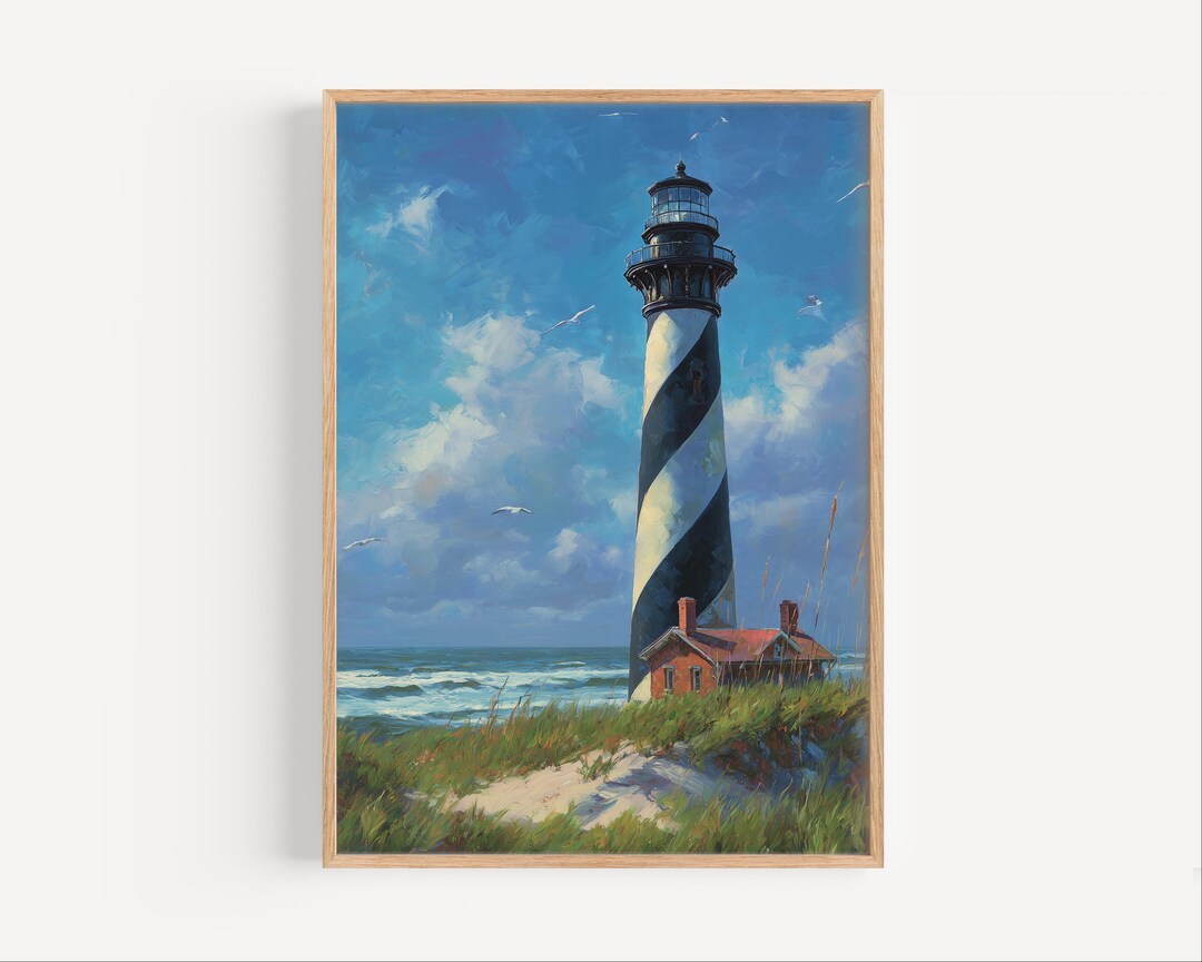 Cape Hatteras Lighthouse Oil Painting Print , North Carolina Poster or ...