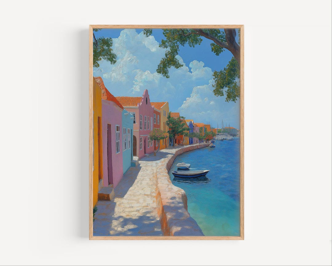 Curacao Oil Painting, Curacao Poster or Canvas Print, Curaçao Tropical ...