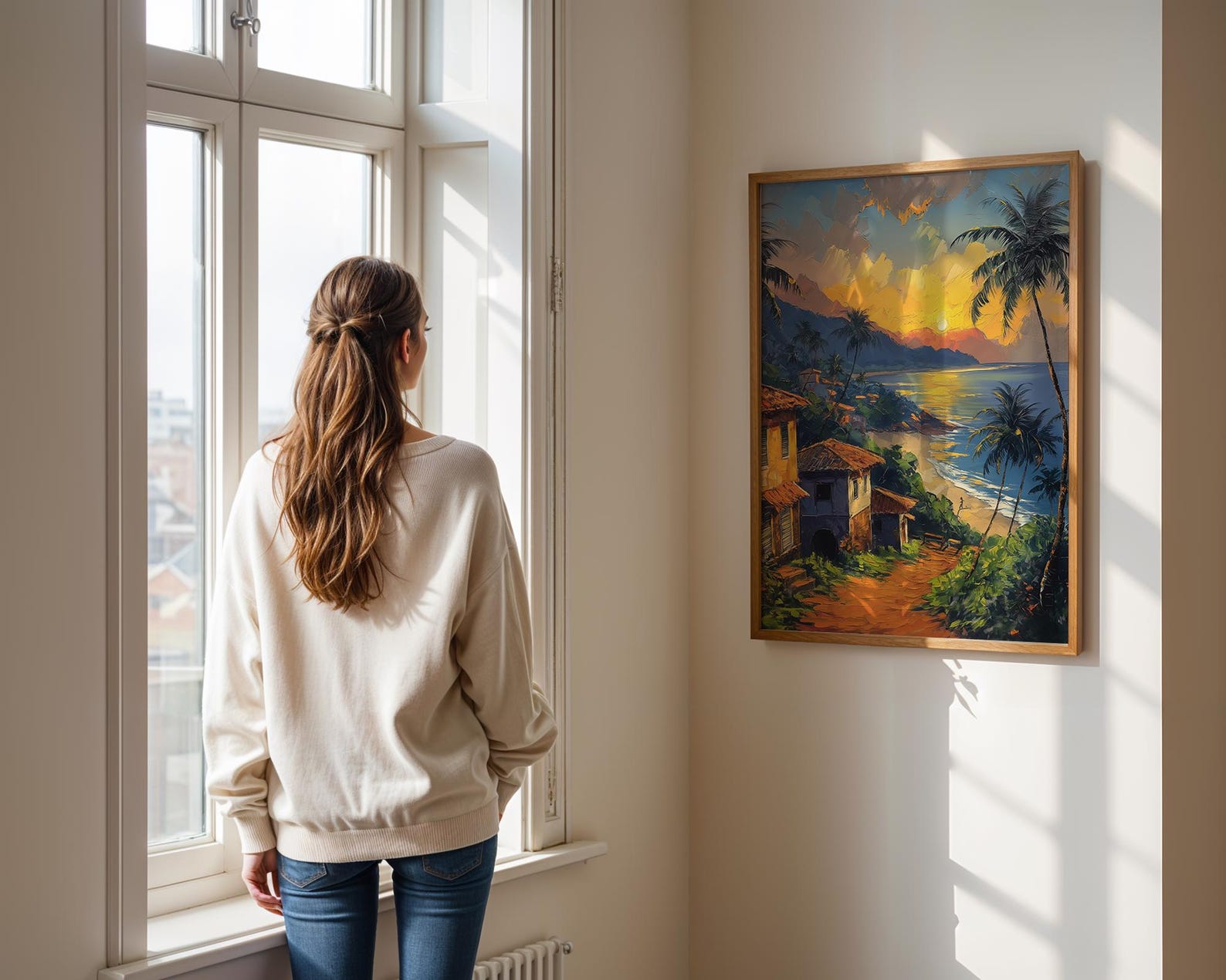 Goa India Oil Painting, Tropical Beach Sunset Wall Art Travel Poster or ...