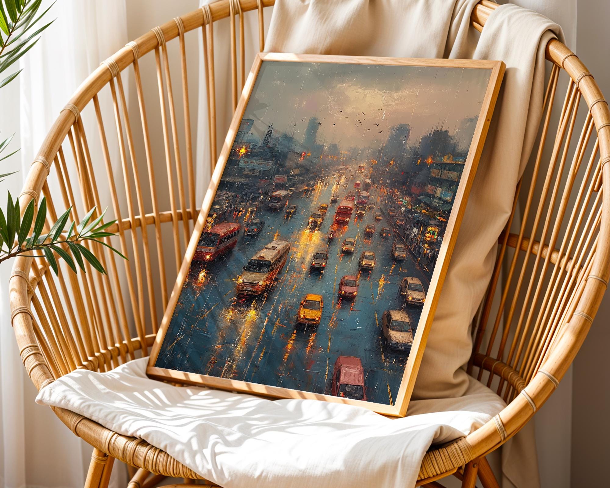 Mumbai India Oil Painting, Bombay Wall Art Travel Poster Print or ...