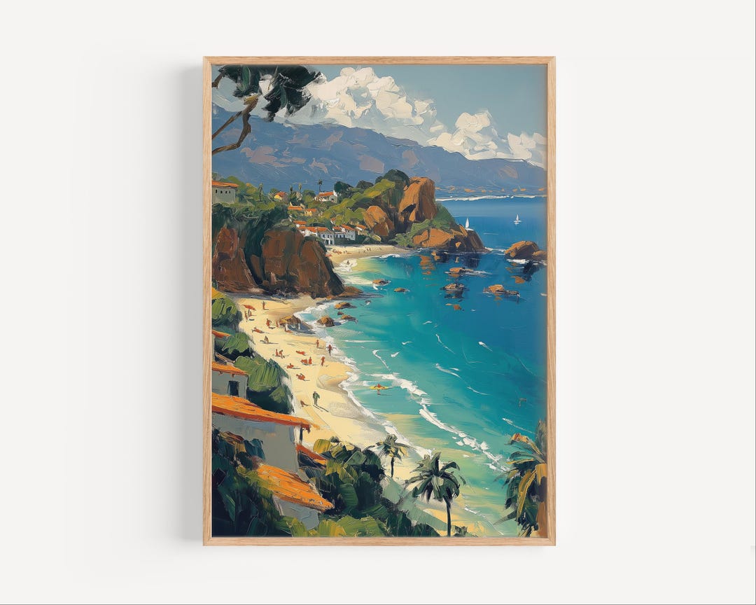 Laguna Beach California Beachfront Oil Painting Wall Art Poster or ...