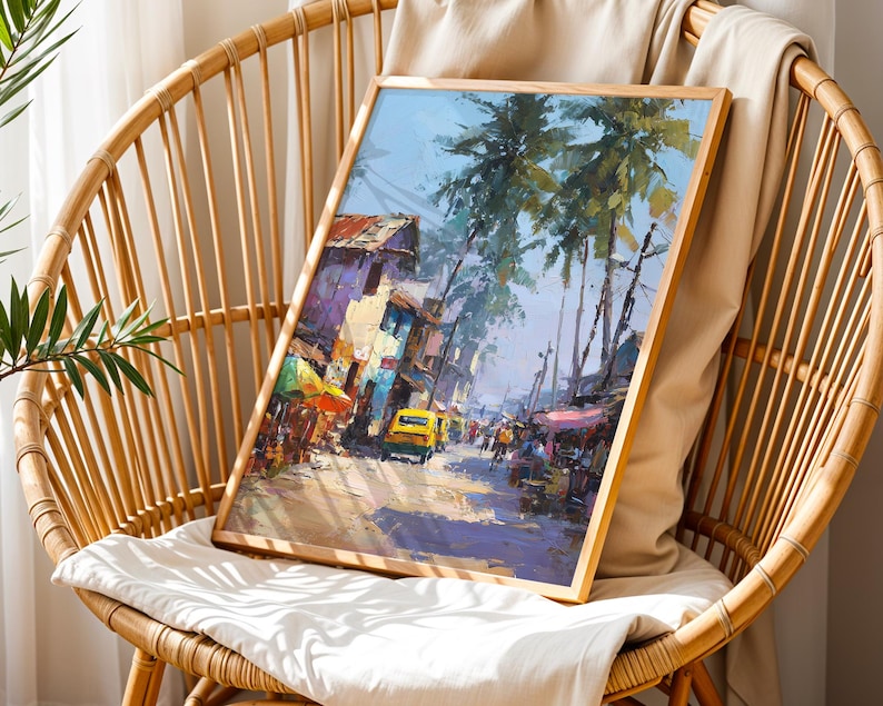 Serekunda Gambia Oil Painting Print, West Africa Poster or Canvas Print ...