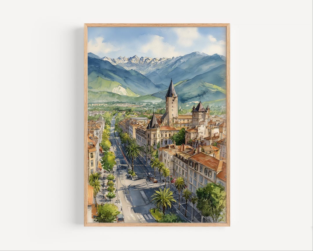Pau Watercolor Painting Print, Pau Poster or Canvas Print, Pau France ...