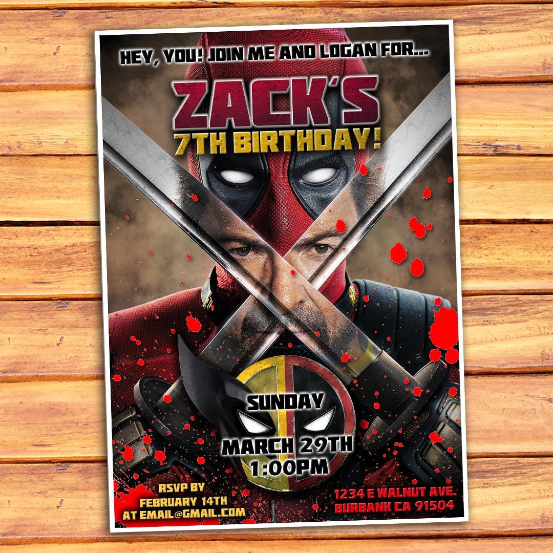 Deadpool and Wolverine Invitation, Deadpool Invitation, Wolverine ...