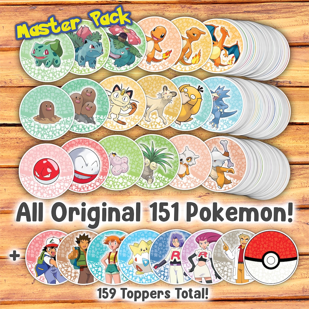Pokemon Cupcake Toppers, Pokemon Toppers, Pokemon Theme Party Toppers ...