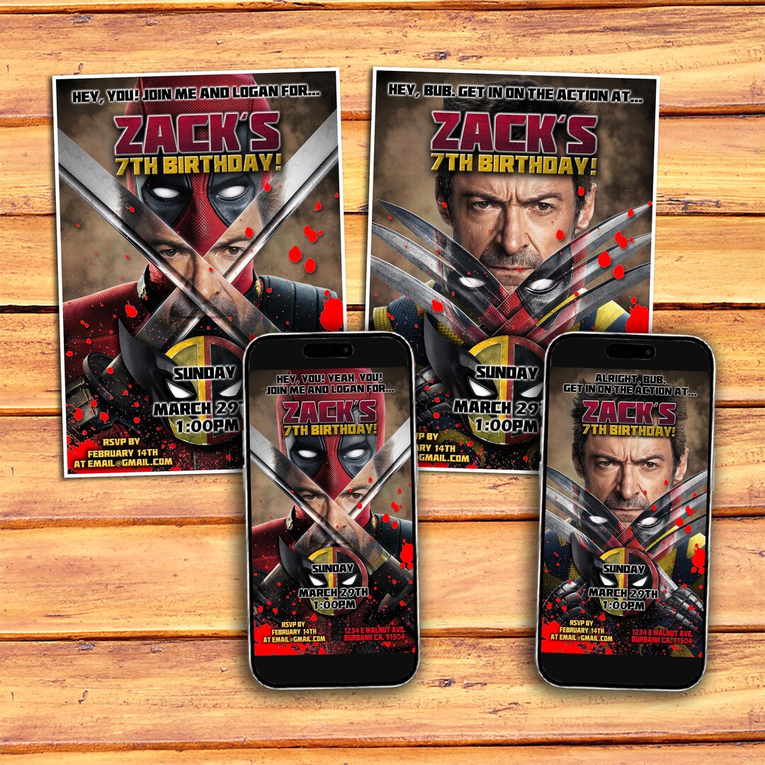 Deadpool and Wolverine Invitation, Deadpool Invitation, Wolverine ...