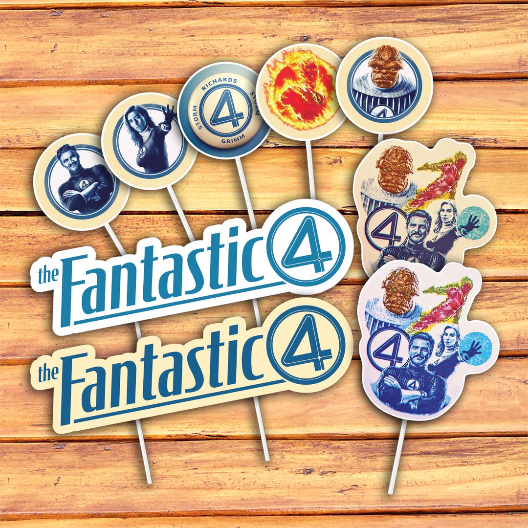 Fantastic Four Cupcake Toppers, Fantastic 4 Cake Toppers, Superhero ...