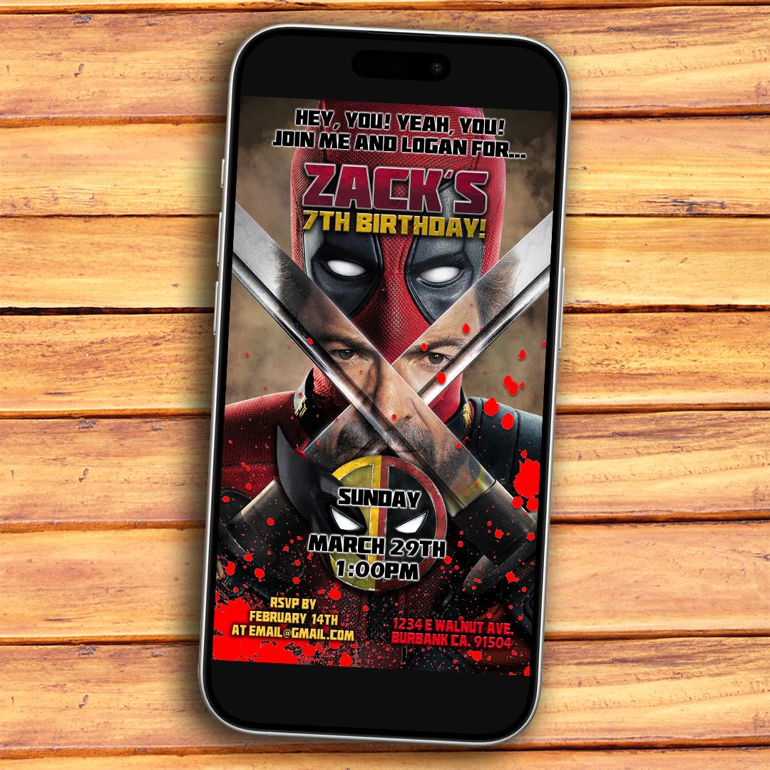 Deadpool and Wolverine Invitation, Deadpool Invitation, Wolverine ...