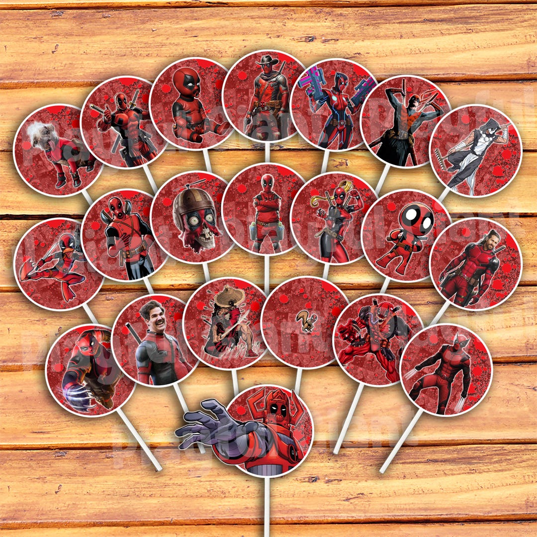Deadpool Cupcake Toppers, Deadpool Birthday Toppers, Deadpool Toppers ...