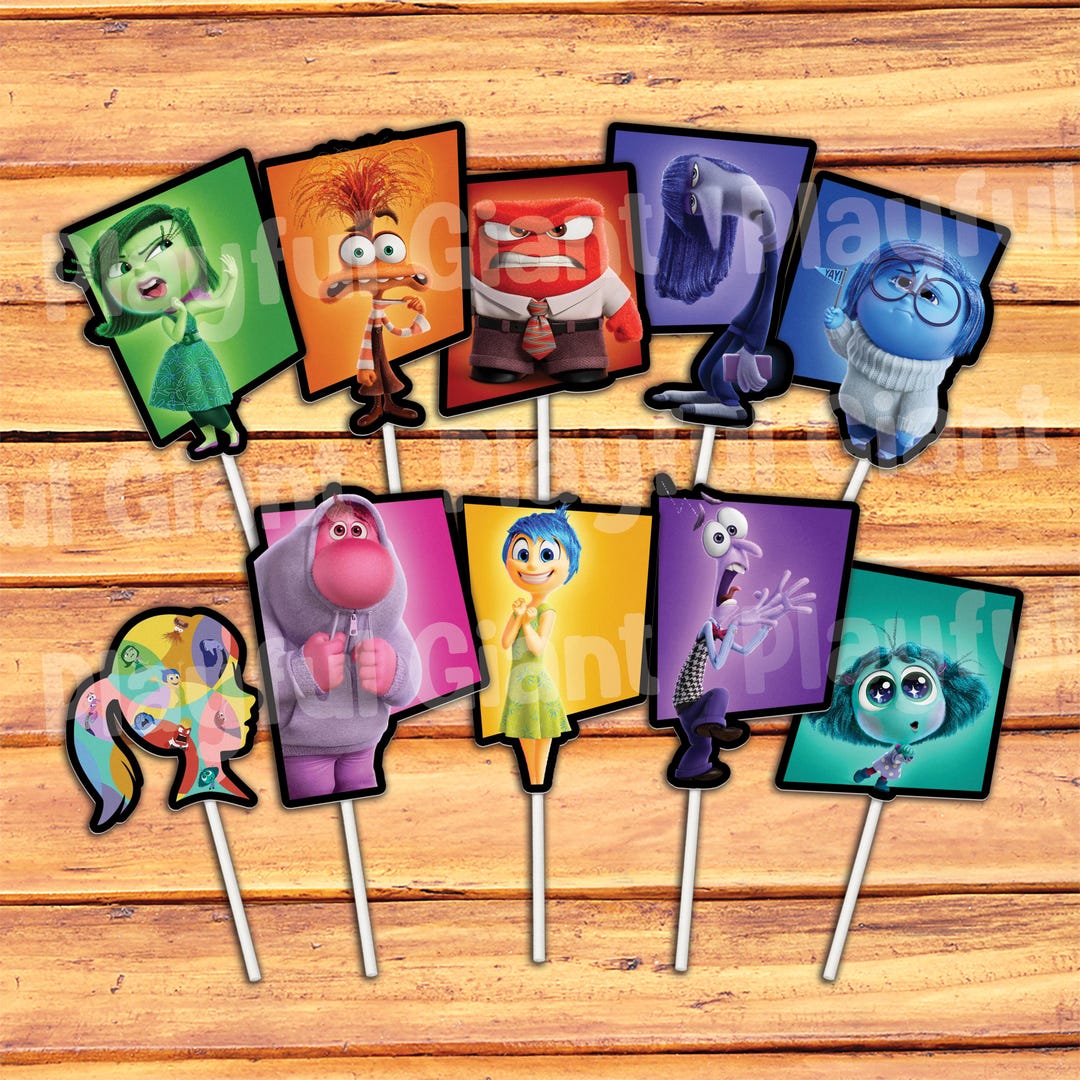 INSIDE OUT Cupcake Toppers, Inside Out Toppers, Inside Out Birthday ...